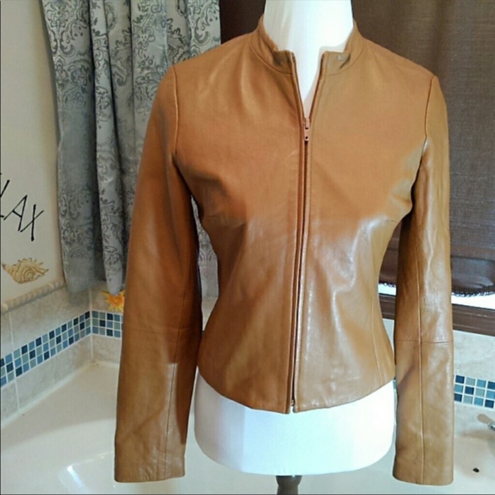Bcbg Max Tan Leather Jacket - Gem